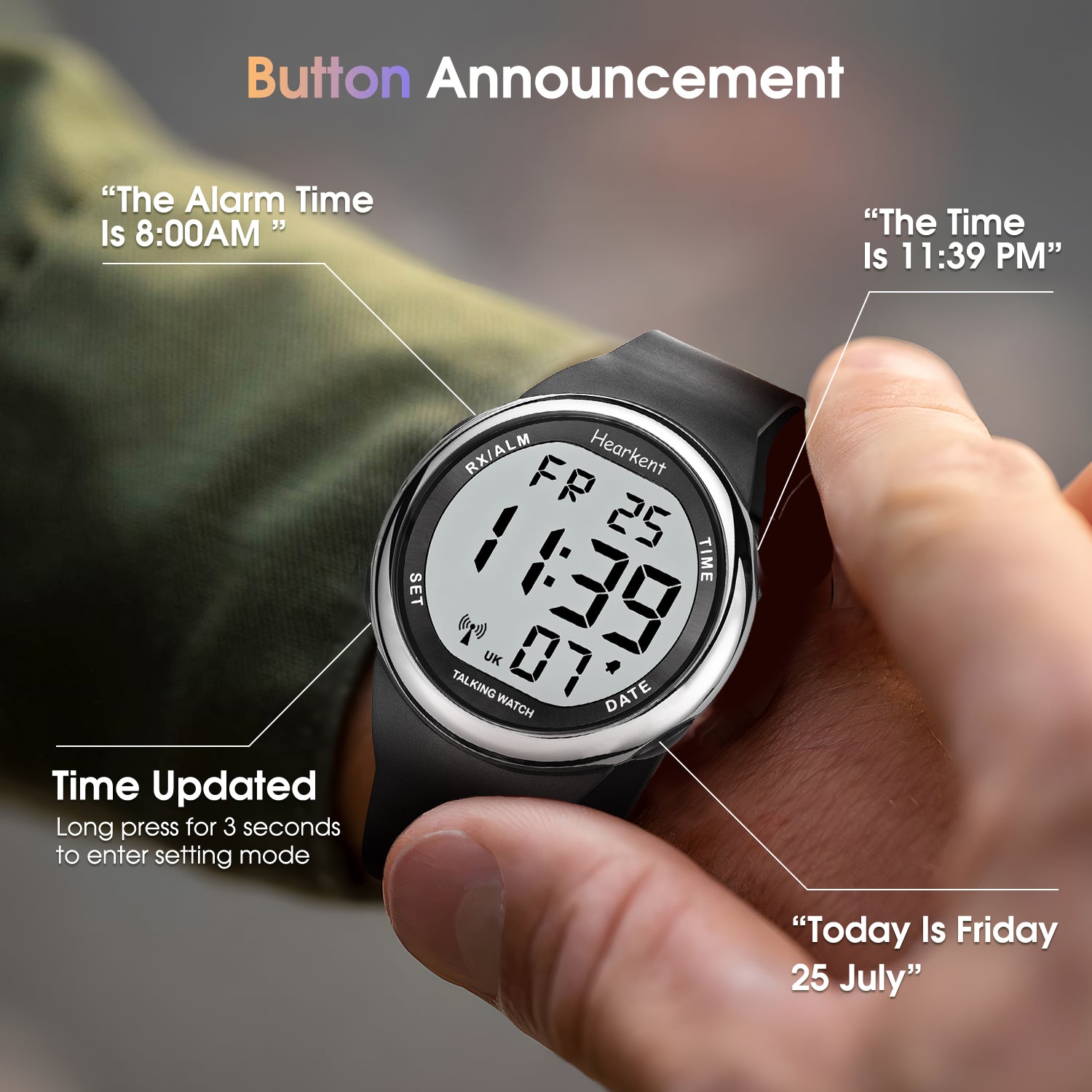 Hearkent Atomic Digital Talking Watch 2105 – Hearkent Watches & Clocks