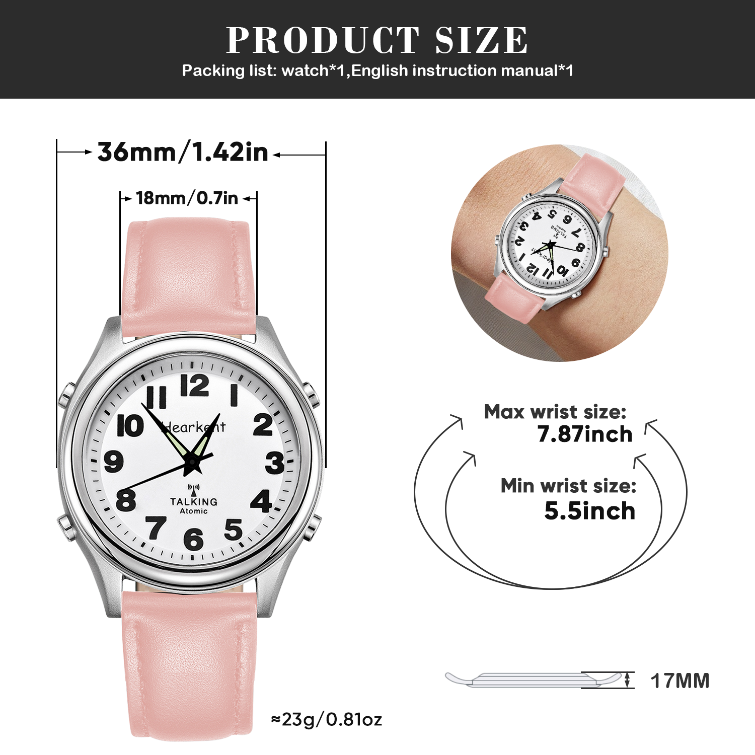 Hearkent Ladies' Atomic Analog Talking Watch 0901L – Hearkent Watches ...